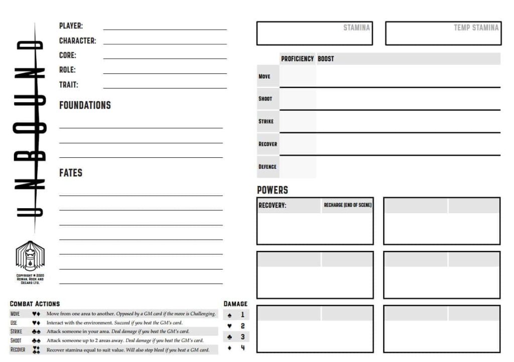 Spire Character Sheet - Rowan, Rook and Decard