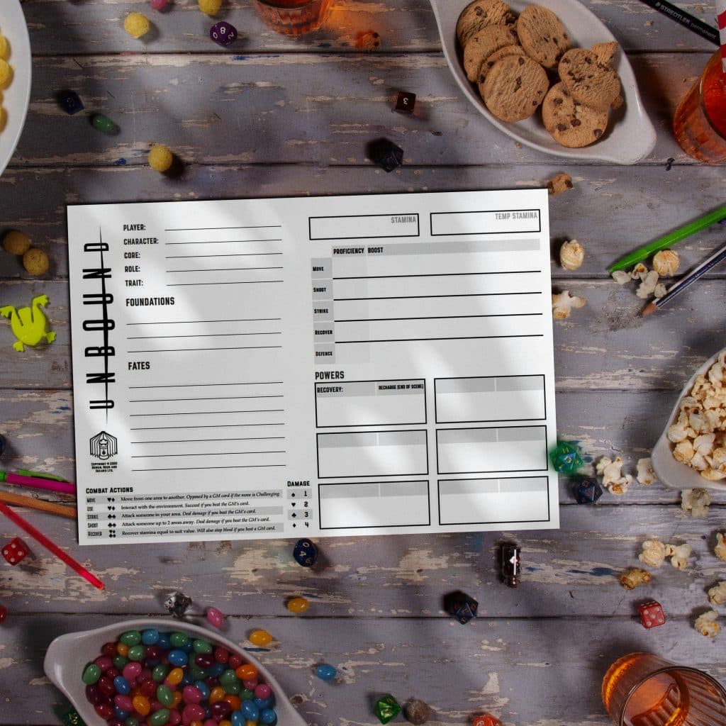 Unbound Character Sheet - Rowan, Rook and Decard