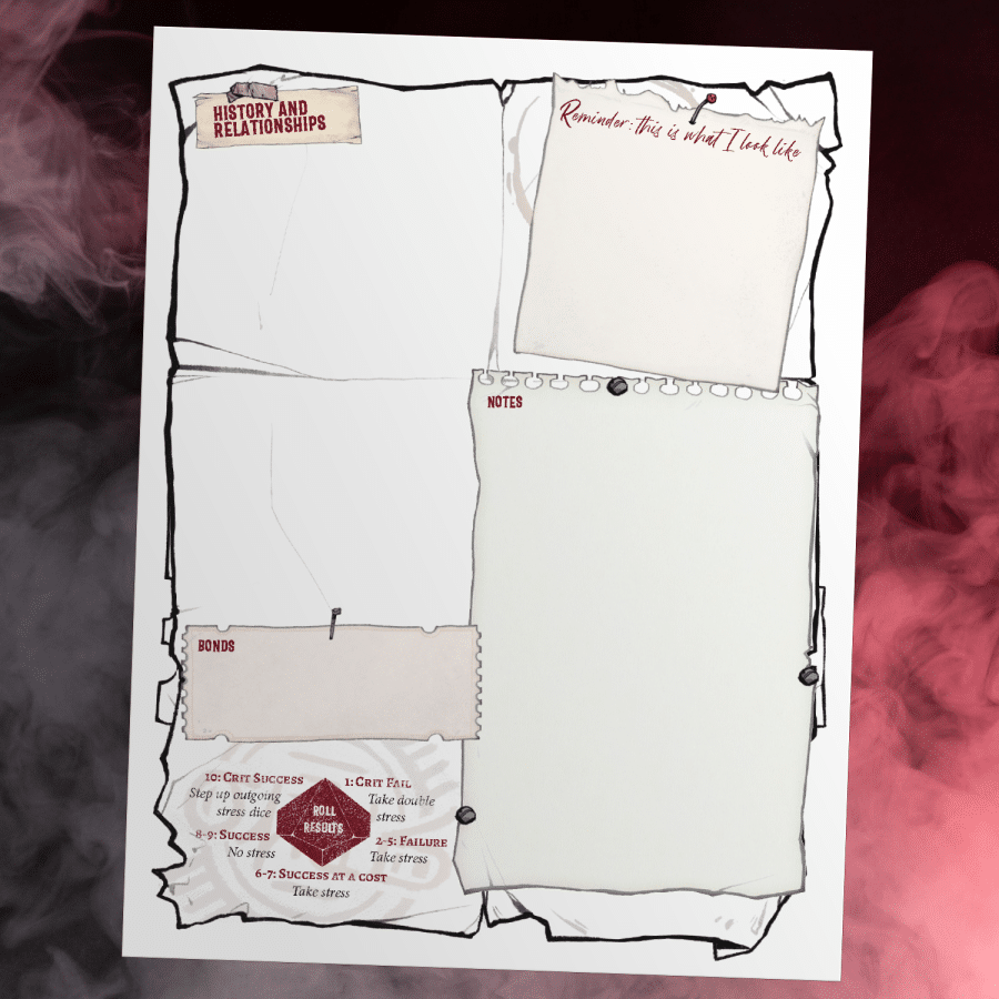 Heart Character Sheet - Rowan, Rook and Decard